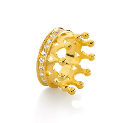 Kronen Ring aus Silber goldplattiert mit weißen Zirkonia – Heartbreaker ...